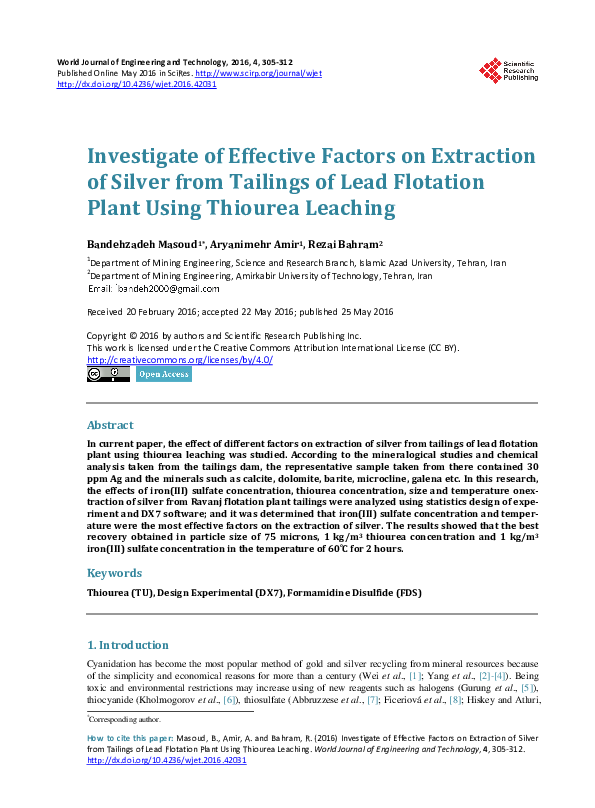 (PDF) Investigate of Effective Factors on Extraction of Silver from ...