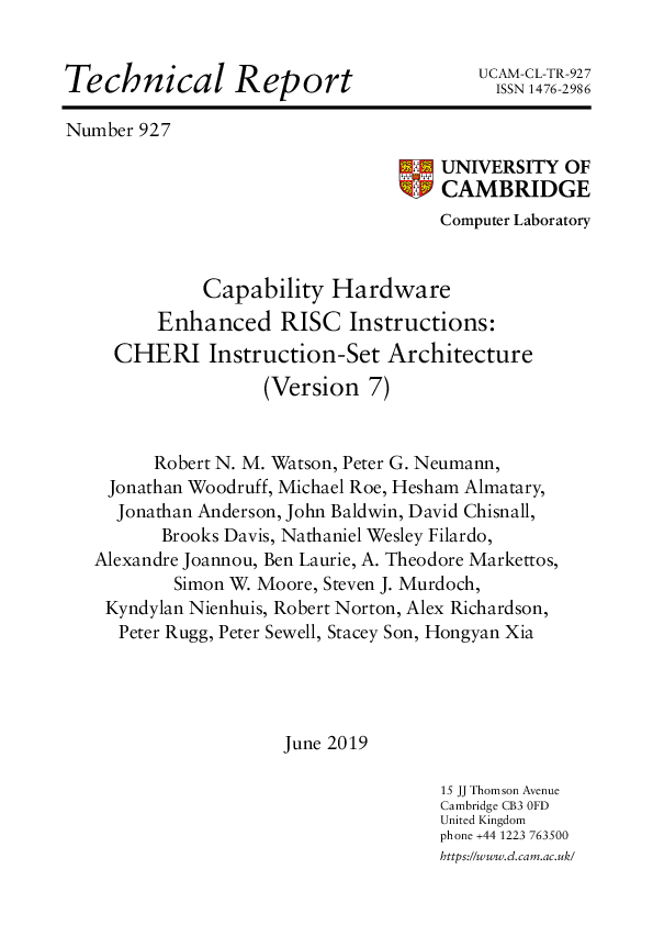 (PDF) Capability Hardware Enhanced RISC Instructions: CHERI Instruction-Set Architecture ...