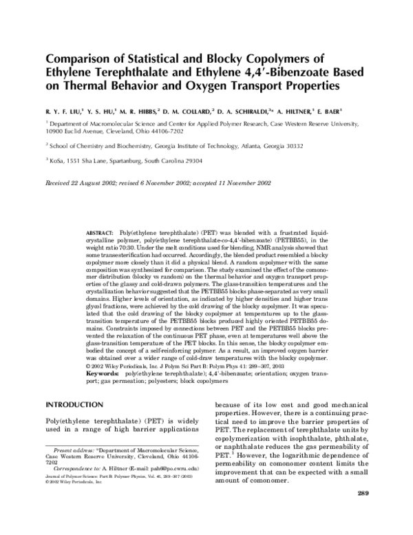 (PDF) Comparison of statistical and blocky copolymers of ethylene ...