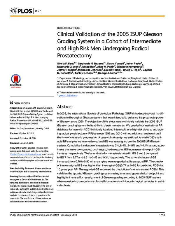 (PDF) Clinical Validation of the 2005 ISUP Gleason Grading System in a ...