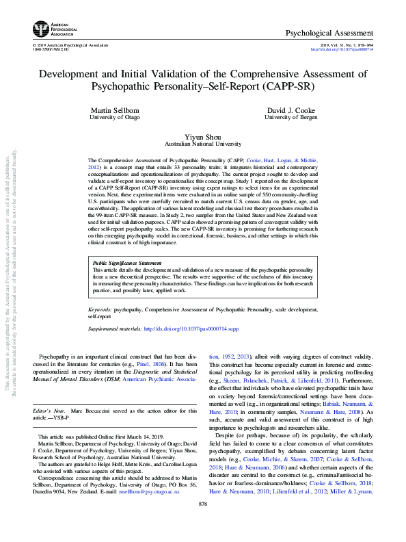 (PDF) Development and Initial Validation of the Comprehensive ...