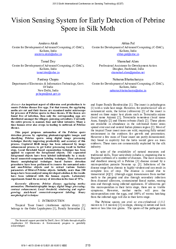 (PDF) Automated Detection of Pebrine Spores in Silkworms