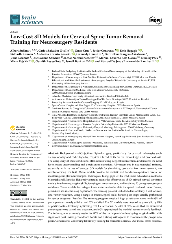 (PDF) Low-Cost 3D Models for Cervical Spine Tumor Removal Training for ...