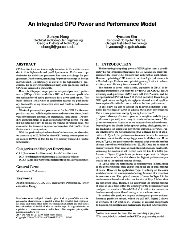 (PDF) An integrated GPU power and performance model