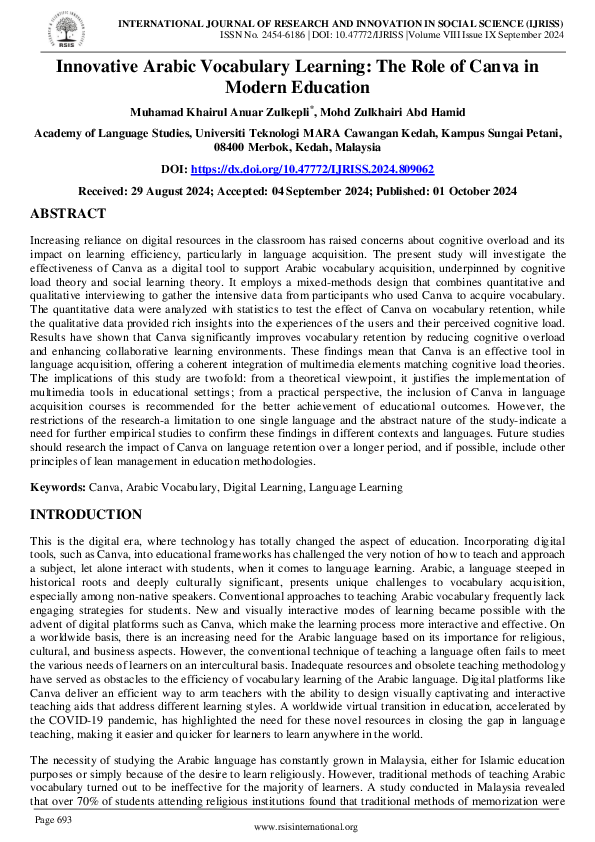 (PDF) Innovative Arabic Vocabulary Learning: The Role of Canva in ...