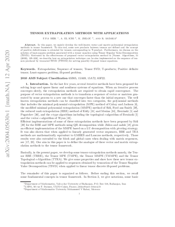 (PDF) Tensor extrapolation methods with applications