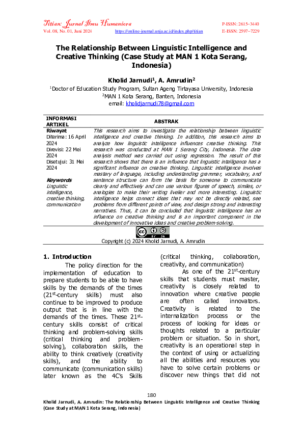 (PDF) The Relationship Between Linguistic Intelligence and Creative ...