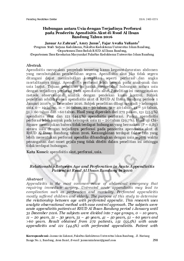 (PDF) Relationship between Age and Perforation in Acute Appendicitis Patient at Rsud Al Ihsan ...