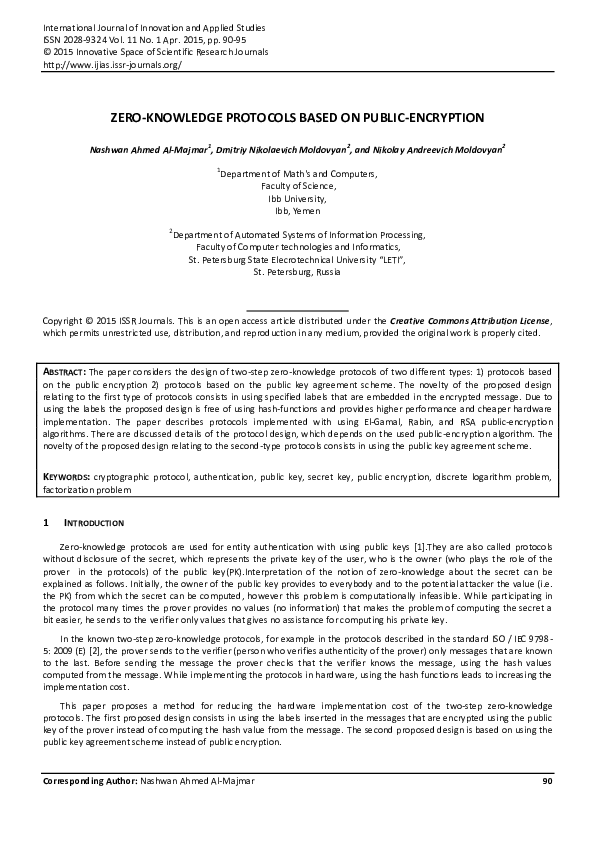 (PDF) Zero-Knowledge Protocols Based on Public-Encryption