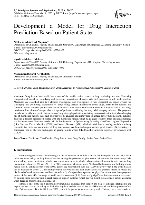 (PDF) Development a Model for Drug Interaction Prediction Based on ...