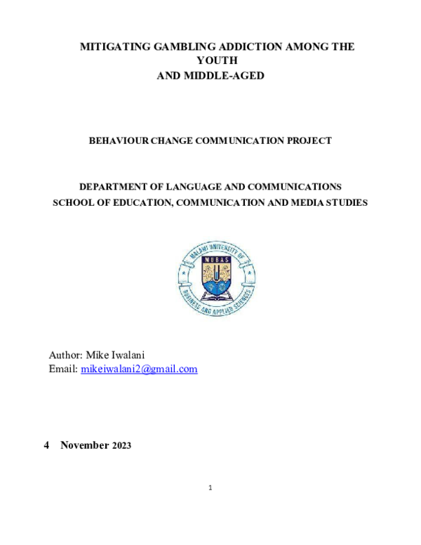 (PDF) MITIGATING GAMBLING ADDICTION AMONG THE YOUTH AND MIDDLE-AGED ...