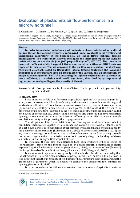 (PDF) Evaluation of plastic nets air flow performance in a micro wind ...