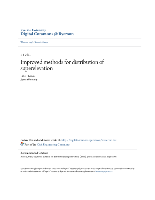 (PDF) Improved methods for distribution of superelevation