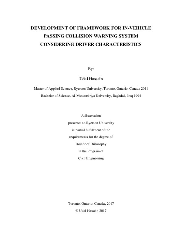 Pdf Development Of Framework For In Vehicle Collision Warning System Considering Driver