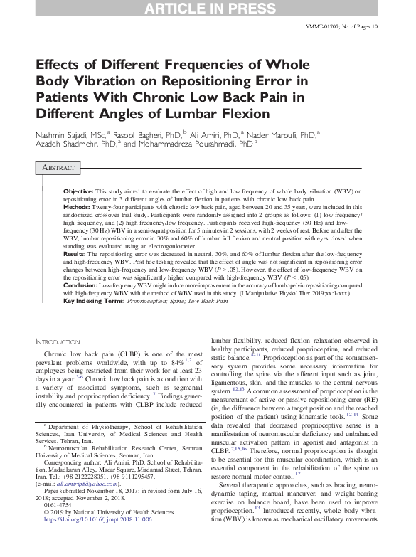 (PDF) Effects of the different frequencies of whole-body vibration ...