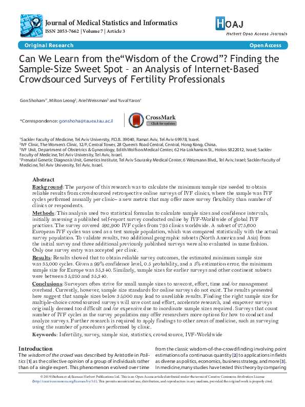 (PDF) Can We Learn from the“Wisdom of the Crowd”? Finding the Sample-Size Sweet Spot – an ...
