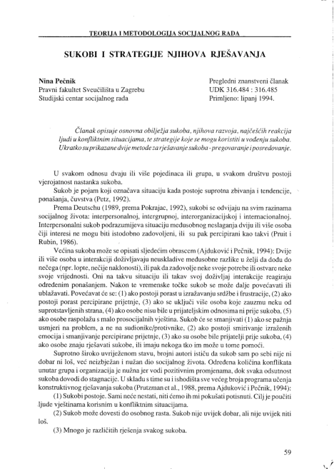(PDF) Sukobi I Strategije Njihova Rješavanja | Nina Pečnik - Academia.edu
