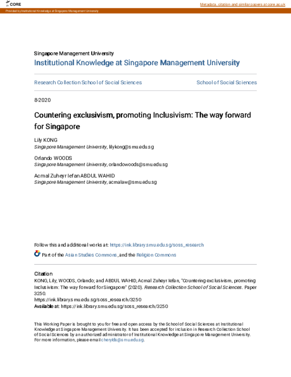 (PDF) Countering exclusivism, promoting Inclusivism: The way forward ...