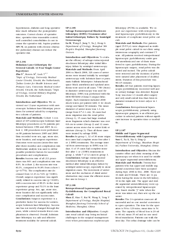 (PDF) UP-3.187: Middle and Upper Segmental Ureterolithotomy with ...