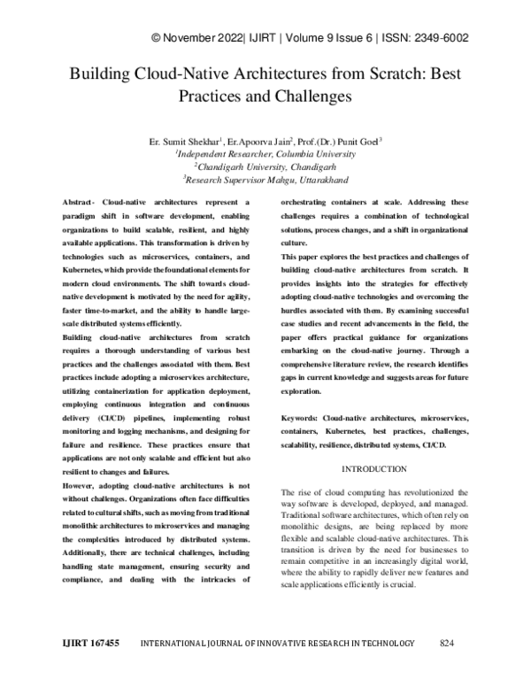 (PDF) Building Cloud-Native Architectures from Scratch: Best Practices ... (PDF) Building Cloud-Native Architectures from Scratch: Best Practices ...
