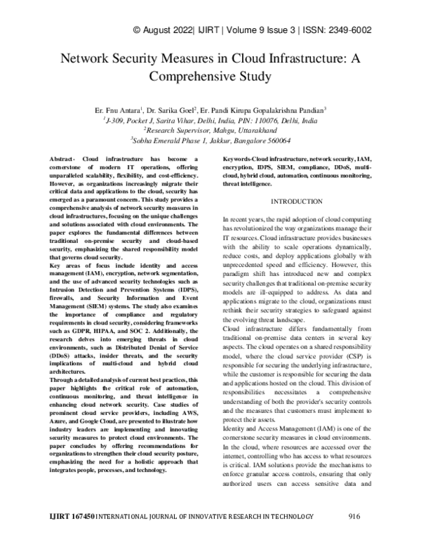 (PDF) Cloud Infrastructure Network Security Measures