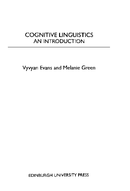 (PDF) Cognitive Linguistics: An Introduction