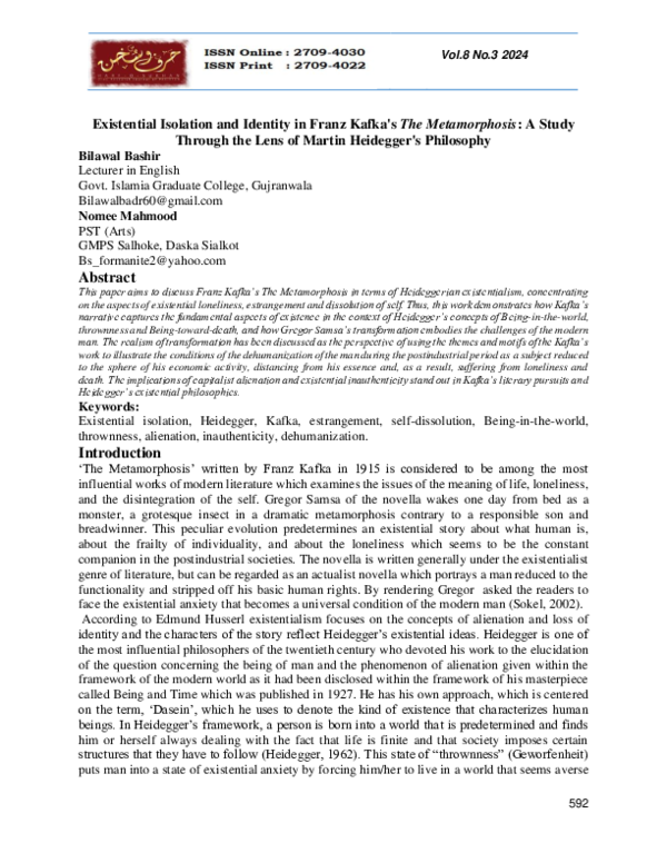 (PDF) Existential Isolation and Identity in Franz Kafka's The ...