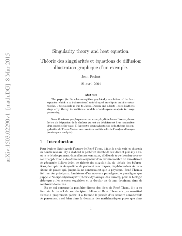 (PDF) Singularity theory and heat equation