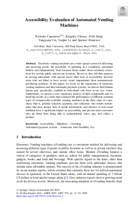 (PDF) Accessibility Evaluation of Automated Vending Machines