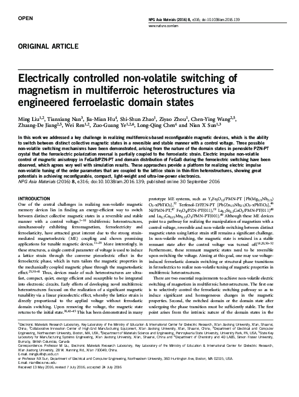(PDF) Electrically controlled non-volatile switching of magnetism in ...