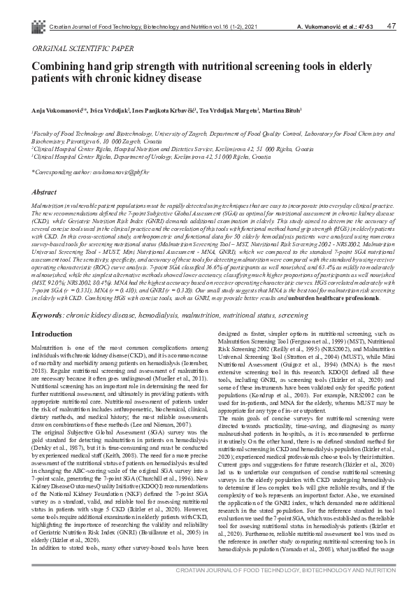 (PDF) Combining hand grip strength with nutritional screening tools in ...