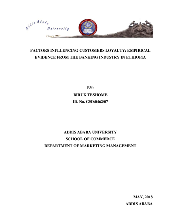(PDF) Factors Influencing Customers Loyalty: Empirical Evidence From The Banking Industry In ...