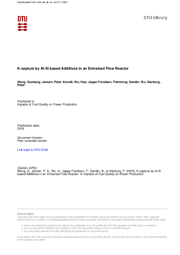 (PDF) K-capture by Al-Si based Additives in an Entrained Flow Reactor