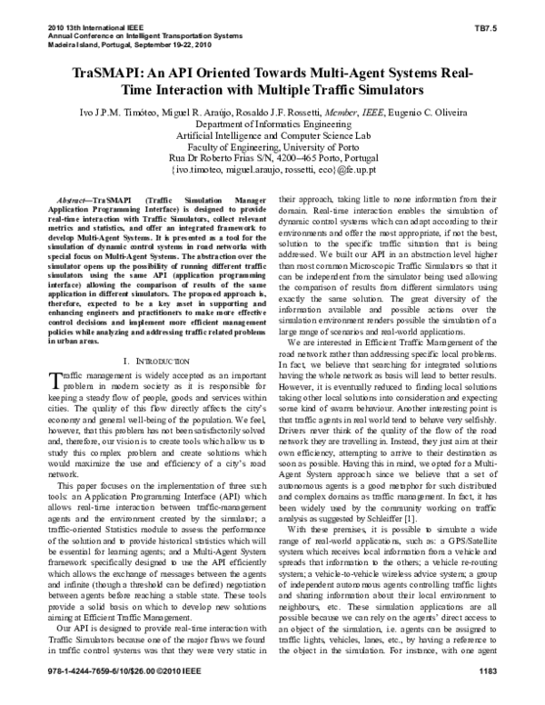 (PDF) TraSMAPI: An API oriented towards Multi-Agent Systems real-time ...