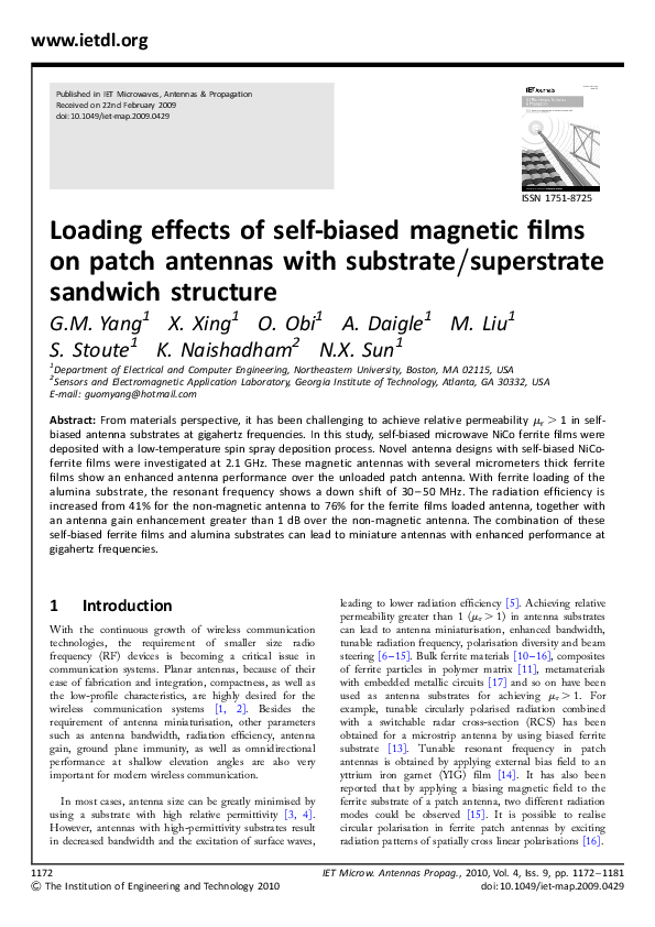 (PDF) Loading effects of self-biased magnetic films on patch antennas ...