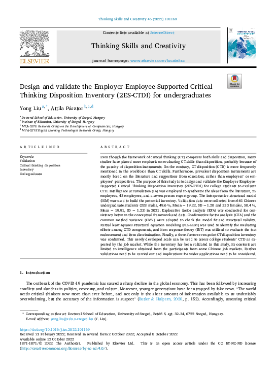 (PDF) Design and validate the Employer-Employee-Supported Critical ...