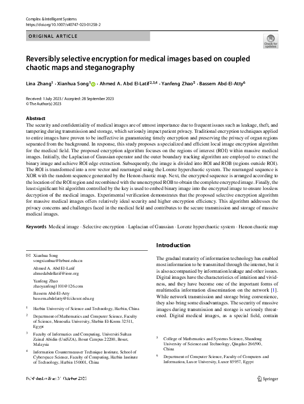 (PDF) Reversibly selective encryption for medical images based on coupled chaotic maps and ...
