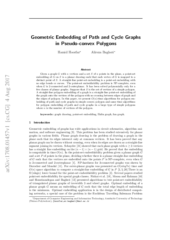 Pdf Geometric Embedding Of Path And Cycle Graphs In Pseudo Convex Polygons