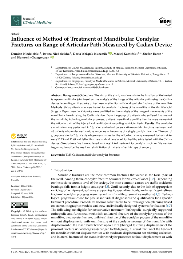 Influence of Method of Treatment of Mandibular Condylar Fractures on ...