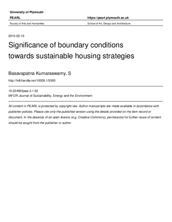 (PDF) Significance of Boundary Conditions Towards Sustainable Housing ...