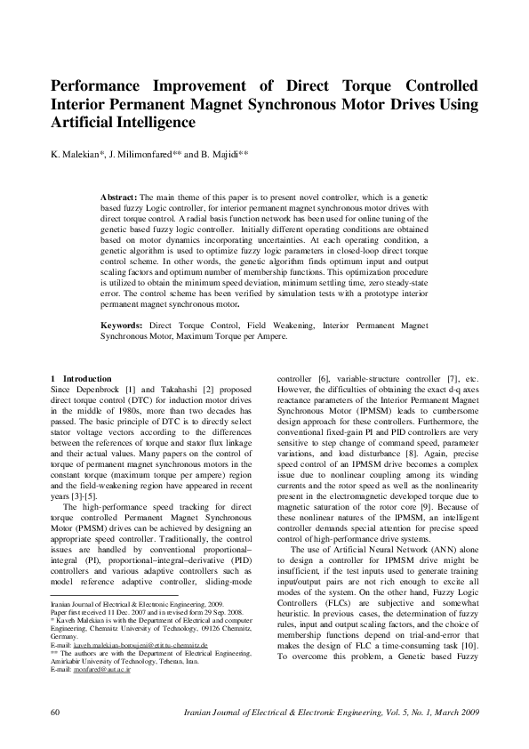 (PDF) Performance Improvement of Direct Torque Controlled Interior ...