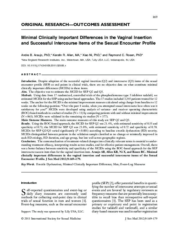 (PDF) Minimal Clinically Important Differences in the Vaginal Insertion and Successful ...