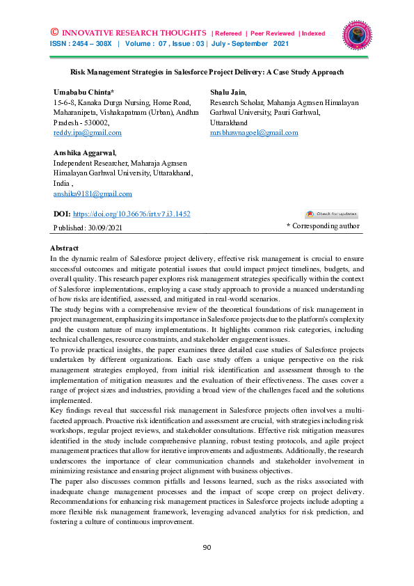 (PDF) Risk Management Strategies in Salesforce Project Delivery: A Case ...