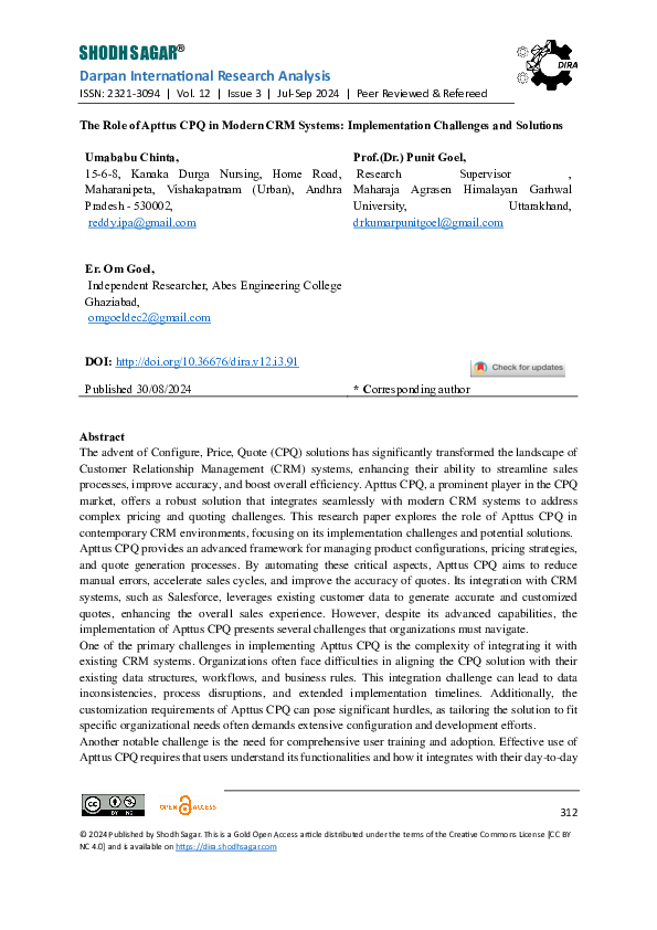 (PDF) The Role of Apttus CPQ in Modern CRM Systems: Implementation ...