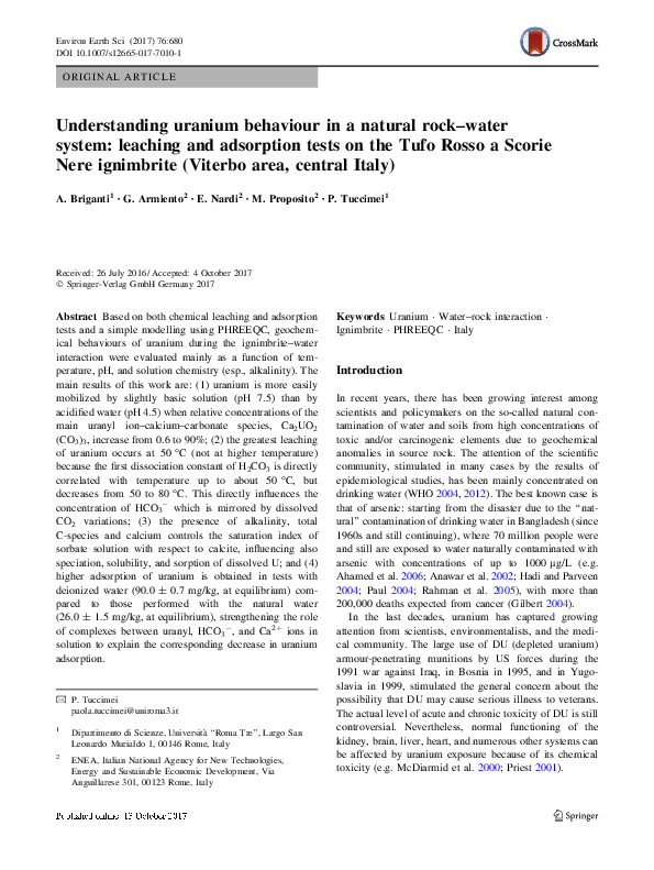 (PDF) Understanding uranium behaviour in a natural rock–water system ...