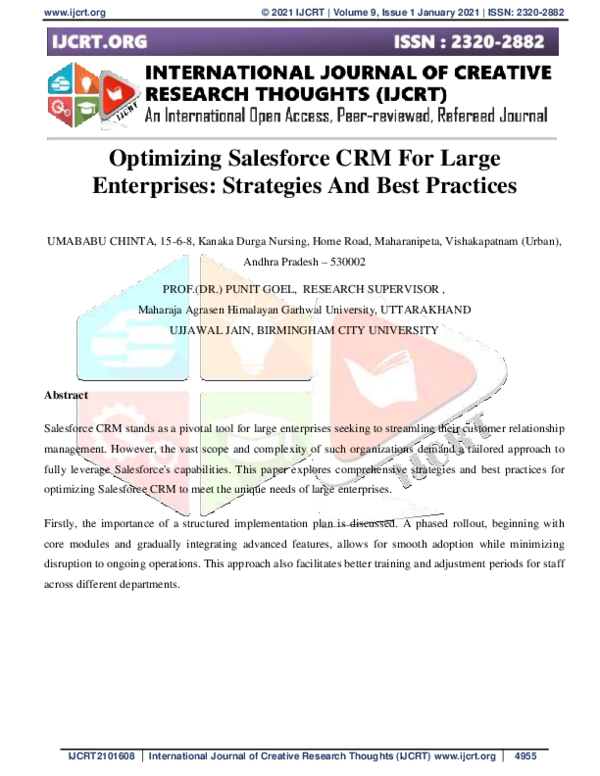 (PDF) Optimizing Salesforce CRM For Large Enterprises: Strategies And Best Practices
