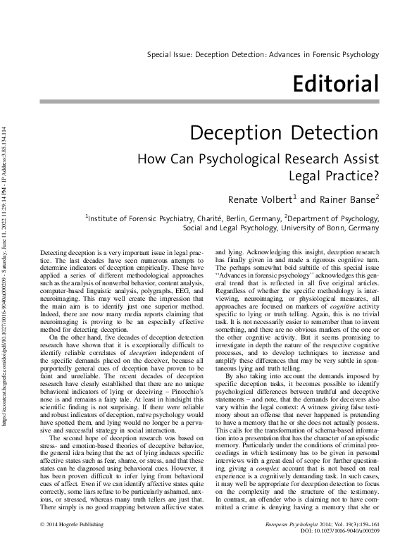 (PDF) Deception Detection