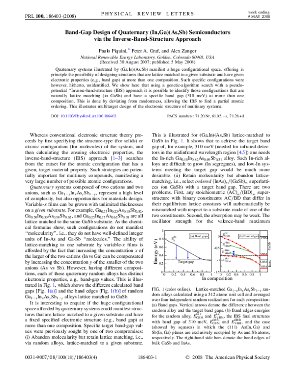 (PDF) Band-Gap Design of Quaternary (In,Ga)(As,Sb) Semiconductors via the Inverse-Band-Structure ...