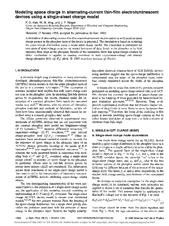 (PDF) Modeling space charge in alternating-current thin-film ...