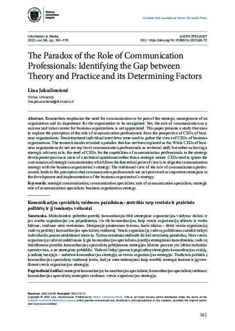 (PDF) The Paradox of Communication Professionals: Identifying the Gap ...